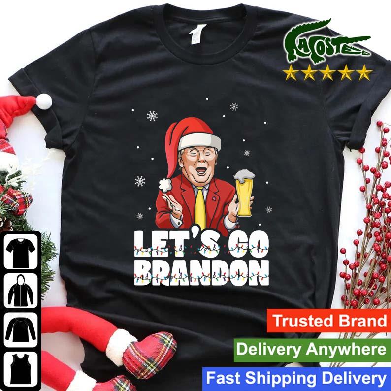 Santa Trump Drinking Beer Let's Go Brandon Christmas Light Sweater ... Santa Trump Drinking Beer Let's Go Brandon Christmas Light Sweater ...